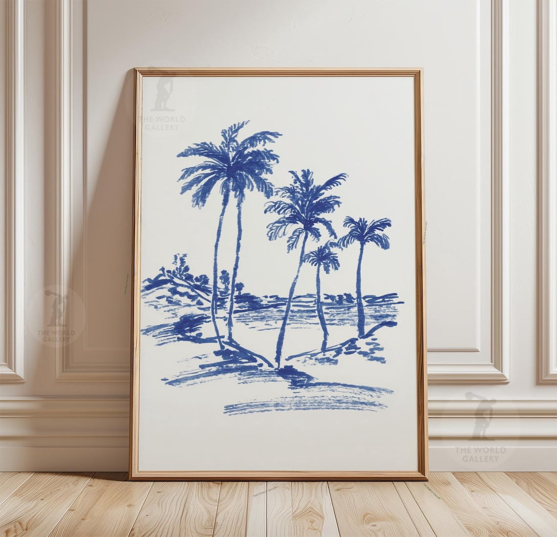 Blue Palm Tree Coastal Poster Minimal Beach Landscape Nature Decor ...