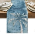 Blue Palm Tree Cotton Linen Table Runner Summer Tropical Plant ...