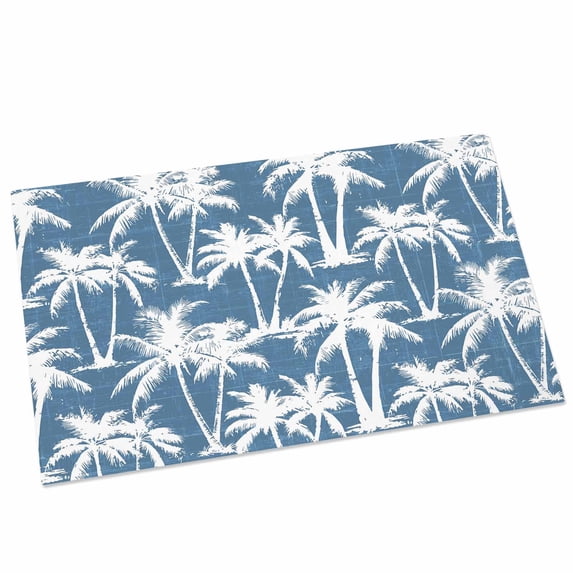 Blue Palm Tree Door Mat 20x31.5 Inch Summer Tropical Coastal Nautical ...