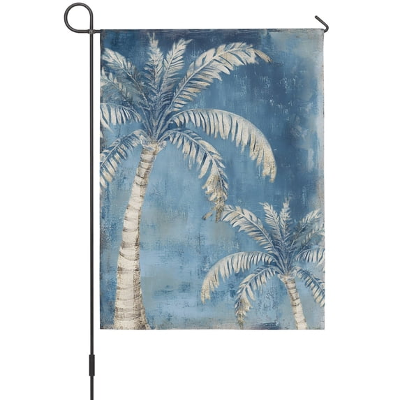 Blue Palm Tree House Flags For Outdoor, Tropical Plant Summer Abstract ...