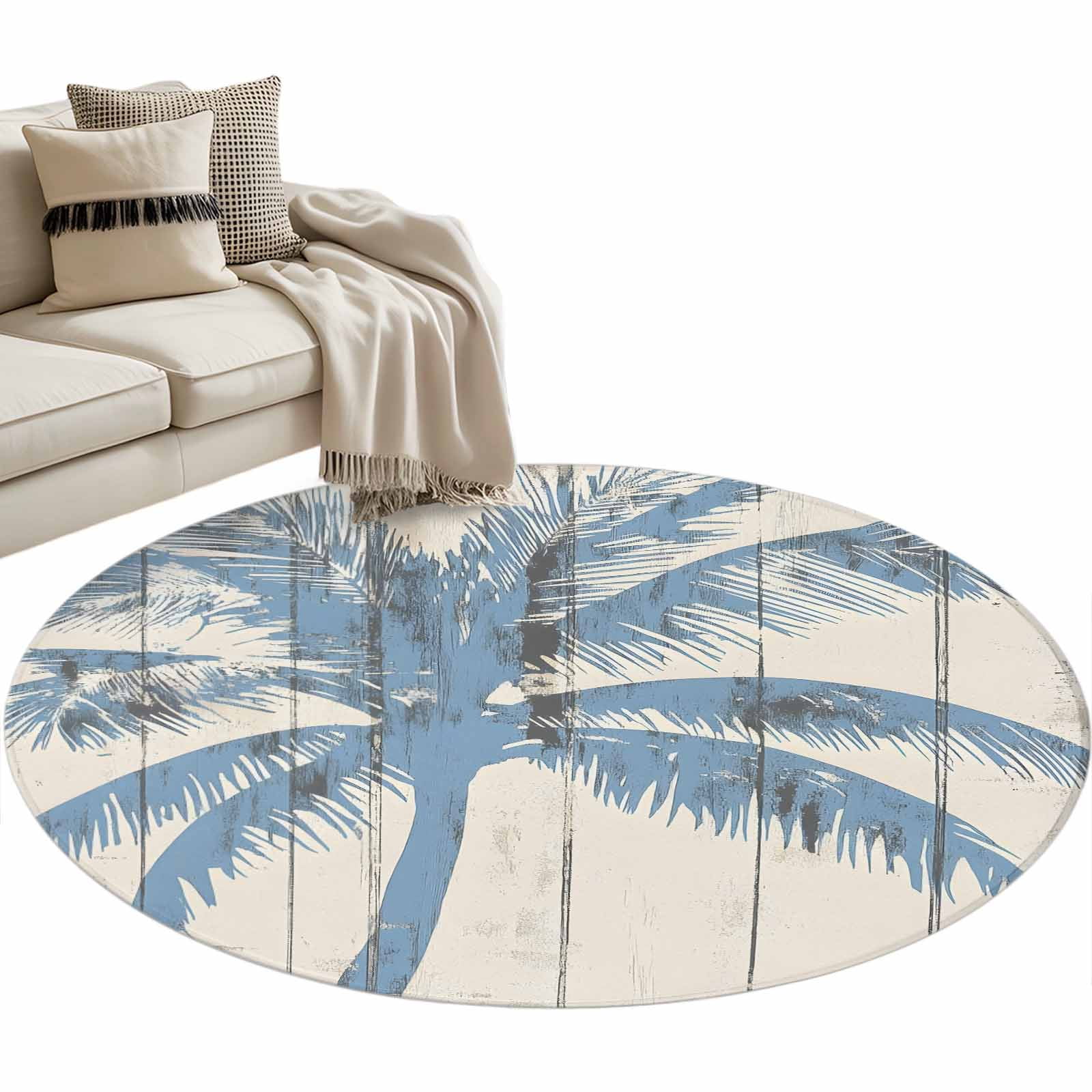 Blue Palm Tree Large Area Rugs for Bedroom Living Room, Soft Non Slip ...