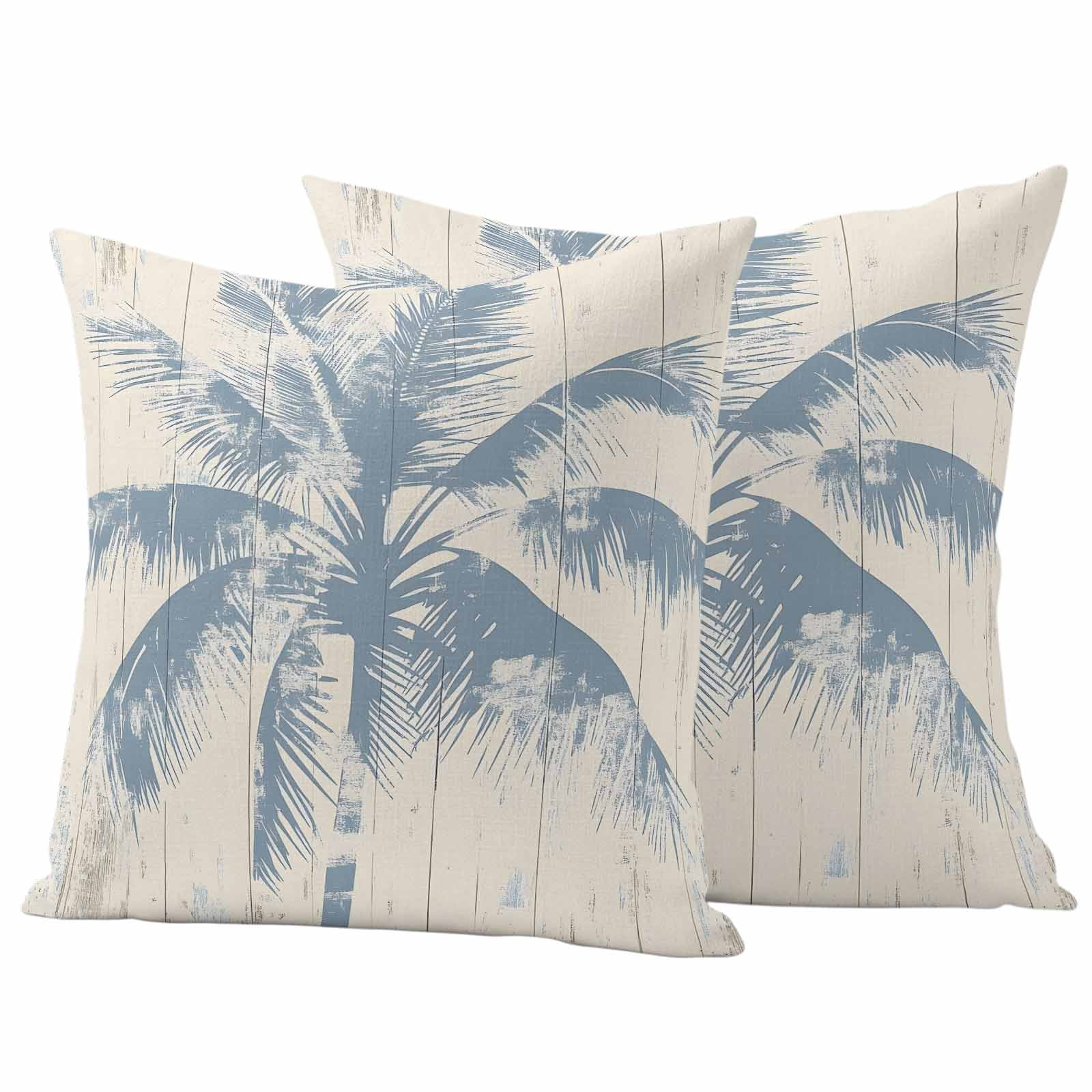 Blue Palm Tree Outdoor Pillow Covers 20"x20" Set of 2, Waterproof Throw ...