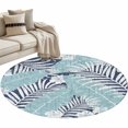 Blue Palm Tree Round Rug 4ft Washable Circle Entryway Rugs Non Slip ...