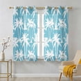 Blue Palm Tree Sheer Curtains 54 Inch Long 2 Panels, Summer Tropical ...