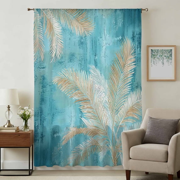 Blue Palm Tree Sheer Curtains 72 Inches Long for Living Room, Country ...