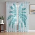 Blue Palm Tree Sheer Curtains for Living Room Bedroom, Country Linen ...