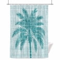 Blue Palm Tree Shower Curtain, Country Linen Texture Tropical Plant ...