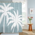 Blue Palm Tree Shower Curtain, Summer Tropical Beach Country Tree Leaf ...