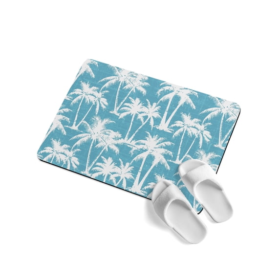 Blue Palm Tree Soft Diatomaceous Earth Mat, Summer Tropical Country ...