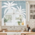 Blue Palm Tree Swag Curtain Valance for Windows, Summer Tropical Beach ...