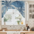 Blue Palm Tree Swag Curtain Valance for Windows, Tropical Plant Summer ...