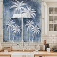 Blue Palm Tree Swag Curtains Valance and Tier Set, Summer Tropical ...