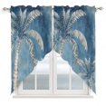 Blue Palm Tree Swag Valances for Windows 2 Pack Tropical Plant Summer ...