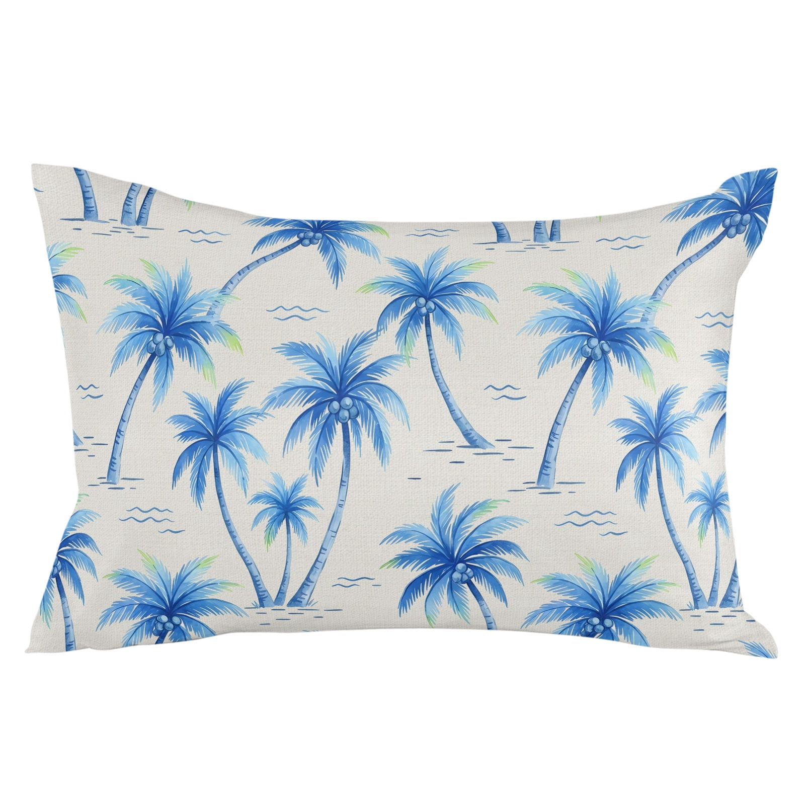 Blue Palm Tree Throw Pillow Cover 20 x 36 Inch Decorative Pillow Cover ...