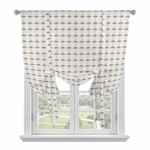 Blue Palm Tree Tie Up Curtains for Window, Insulated Balloon Shade ...