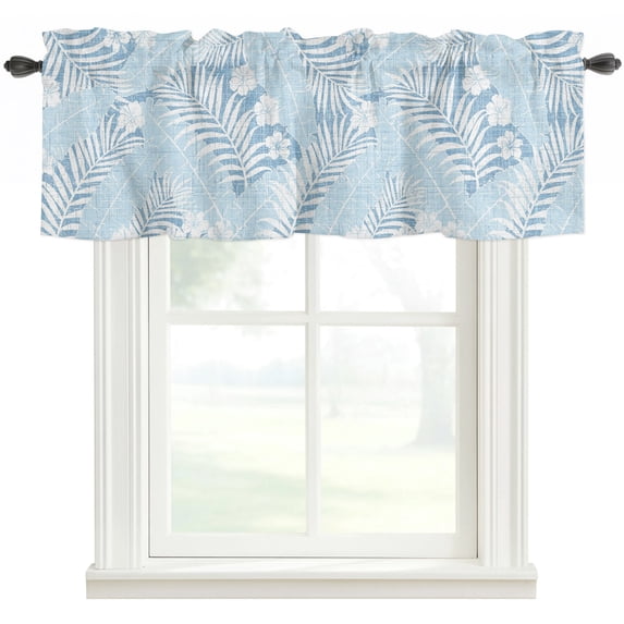 Blue Palm Tree Valances for Windows Farmhouse Kitchen Curtains Valances ...