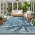 Blue Palm Tree Washable Living Room Rugs 6'x9', Summer Tropical Plant ...
