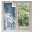 Blue Palm Tree Window Privacy Film, Summer Tropical Beach Country ...
