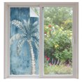 Blue Palm Tree Window Privacy Film, Summer Tropical Plant Botanical ...