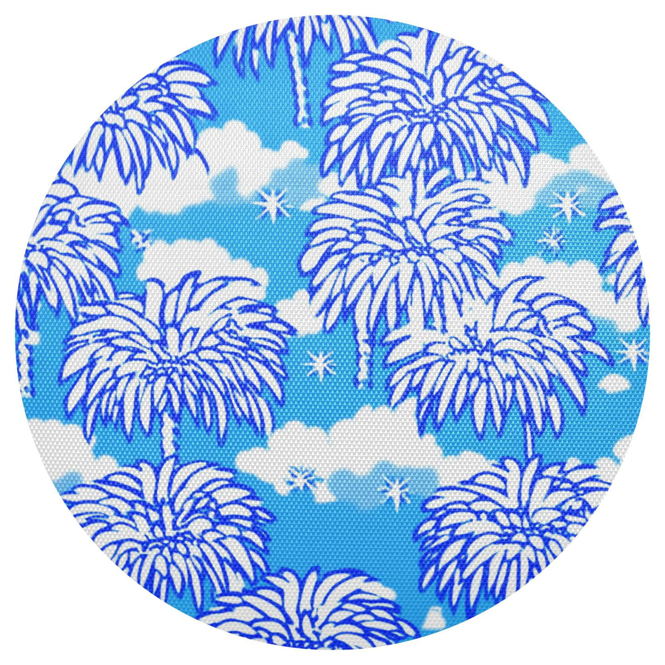 Blue Palm Trees 15.4in Diameter PVC Plate Mat, Heat-Resistant and ...