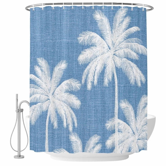 Blue Palm Trees Shower Curtain for Bathroom, Summer Beach Tropical ...
