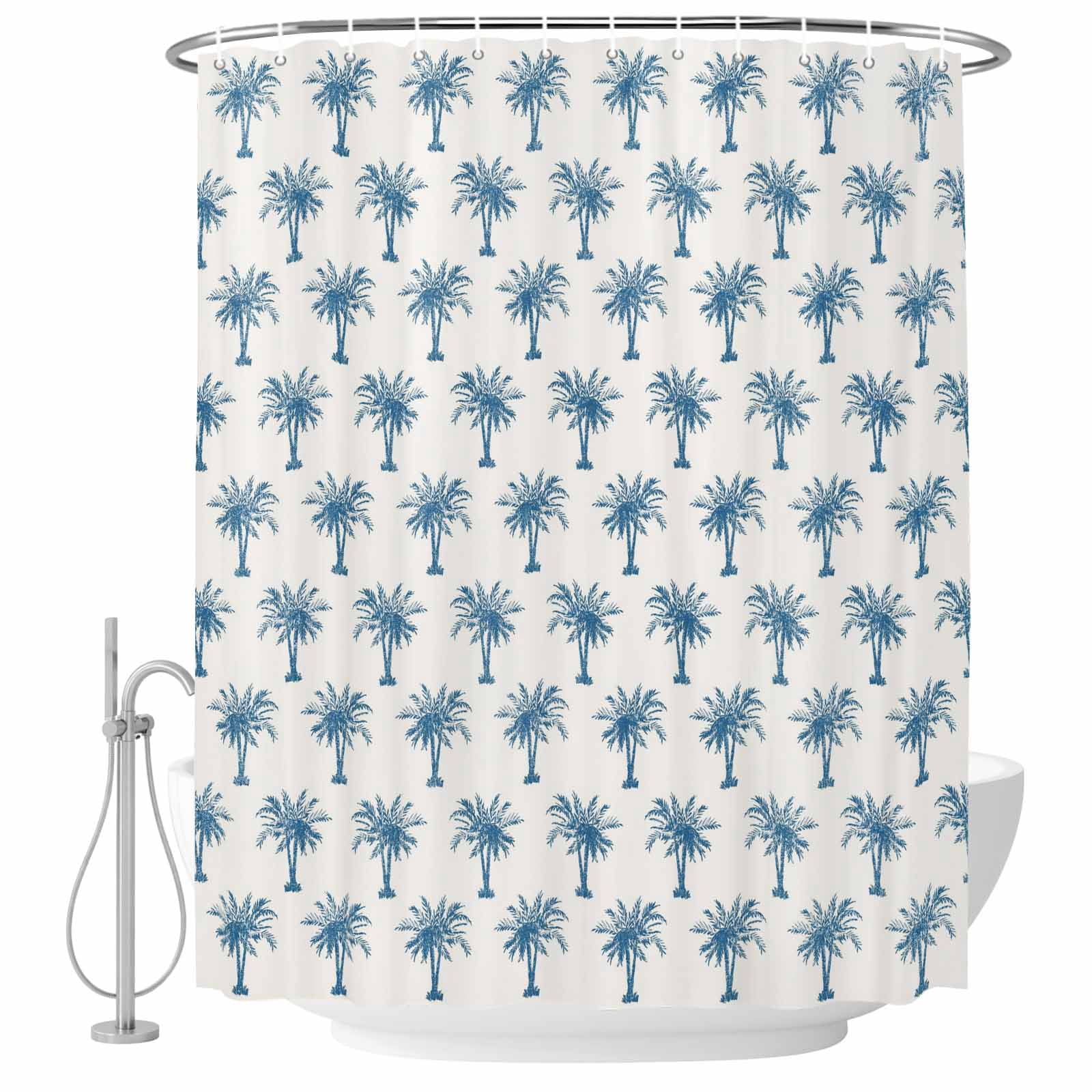 Blue Palm Trees Shower Curtain Set - Extra Long 72" x 96" Washable ...