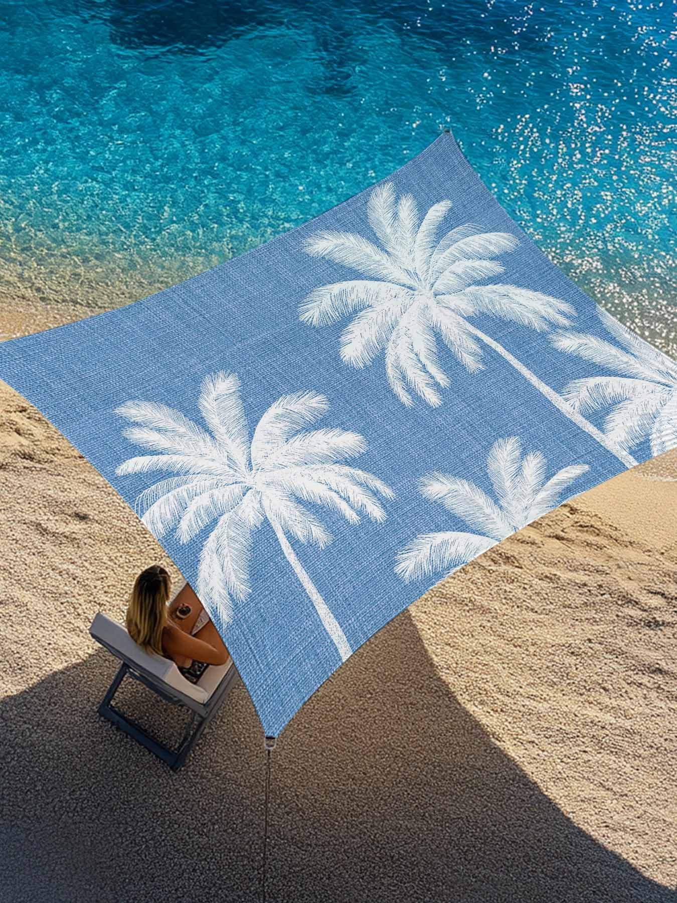 Blue Palm Trees Sun Shade Sail 14' x 18', Summer Beach Tropical ...