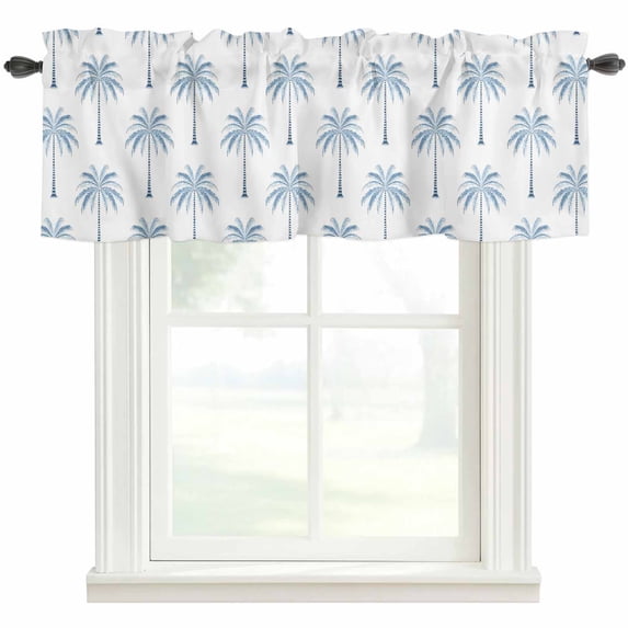 Blue Palm Trees Valances for Windows Farmhouse Kitchen Curtains ...