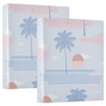 Blue Palm Trees with Pink Wave Sun Round Ring Binder 3 Rings 1.5 ...