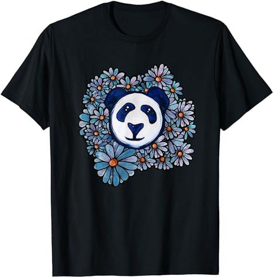 Blue Panda Art Floral Pandas T-Shirt - Walmart.com