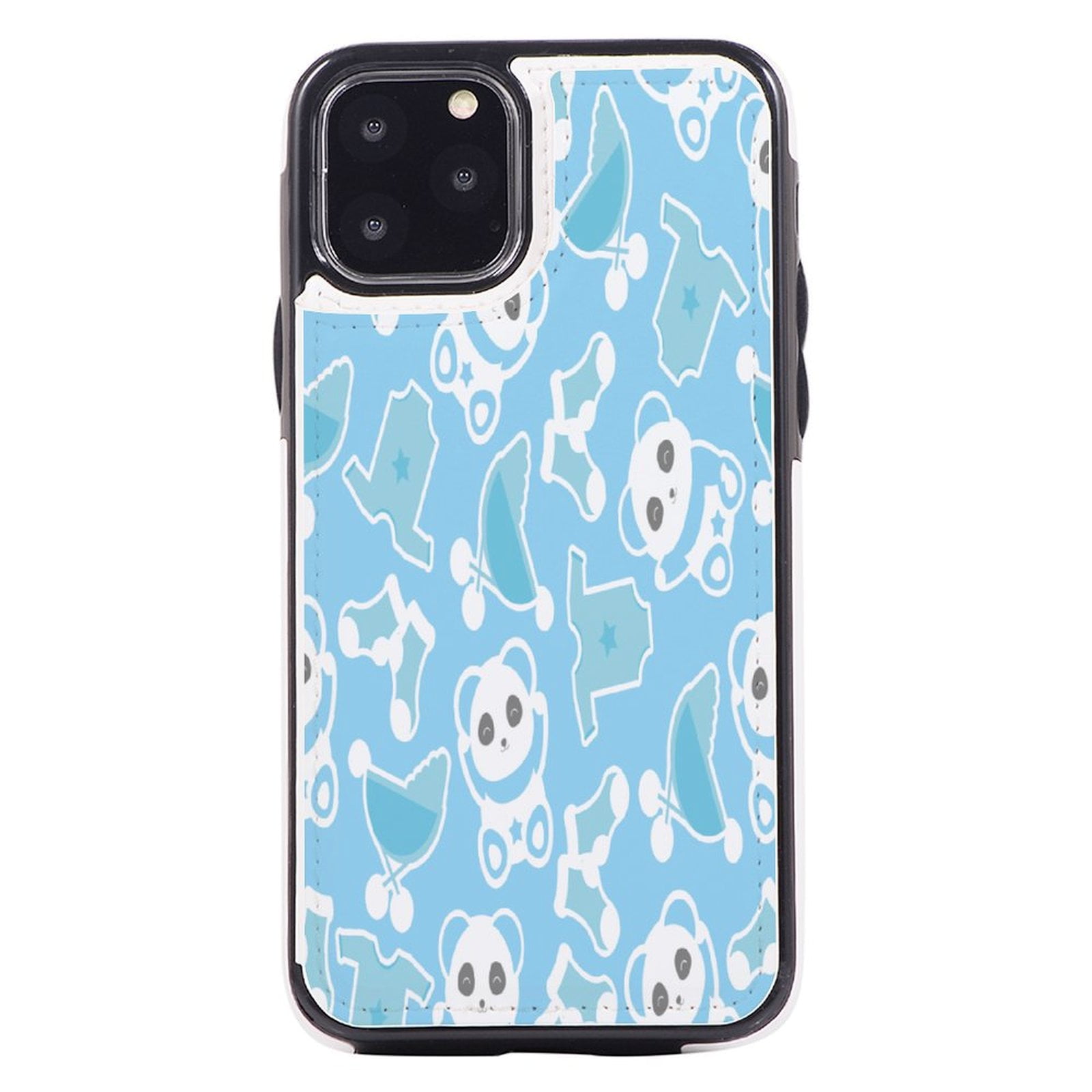 Blue, Panda Background, Cartoon Leather Wallet Case for iPhone 16 15 14 13 12 11 Pro Max Wallet ...