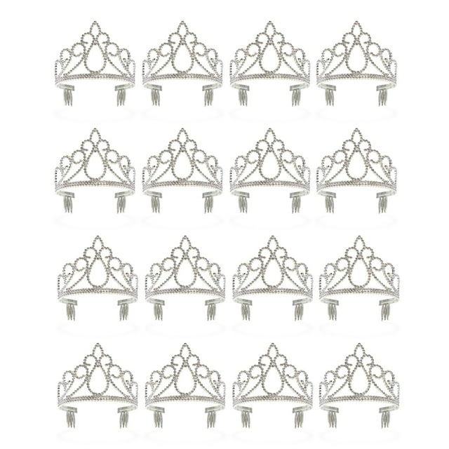 12 Pack Plastic Tiaras for Kids, Silver Crowns, Dress-Up, Costume ...