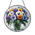 Blue Pansy Flower Stained Glass Suncatcher – Floral Window Hanging ...