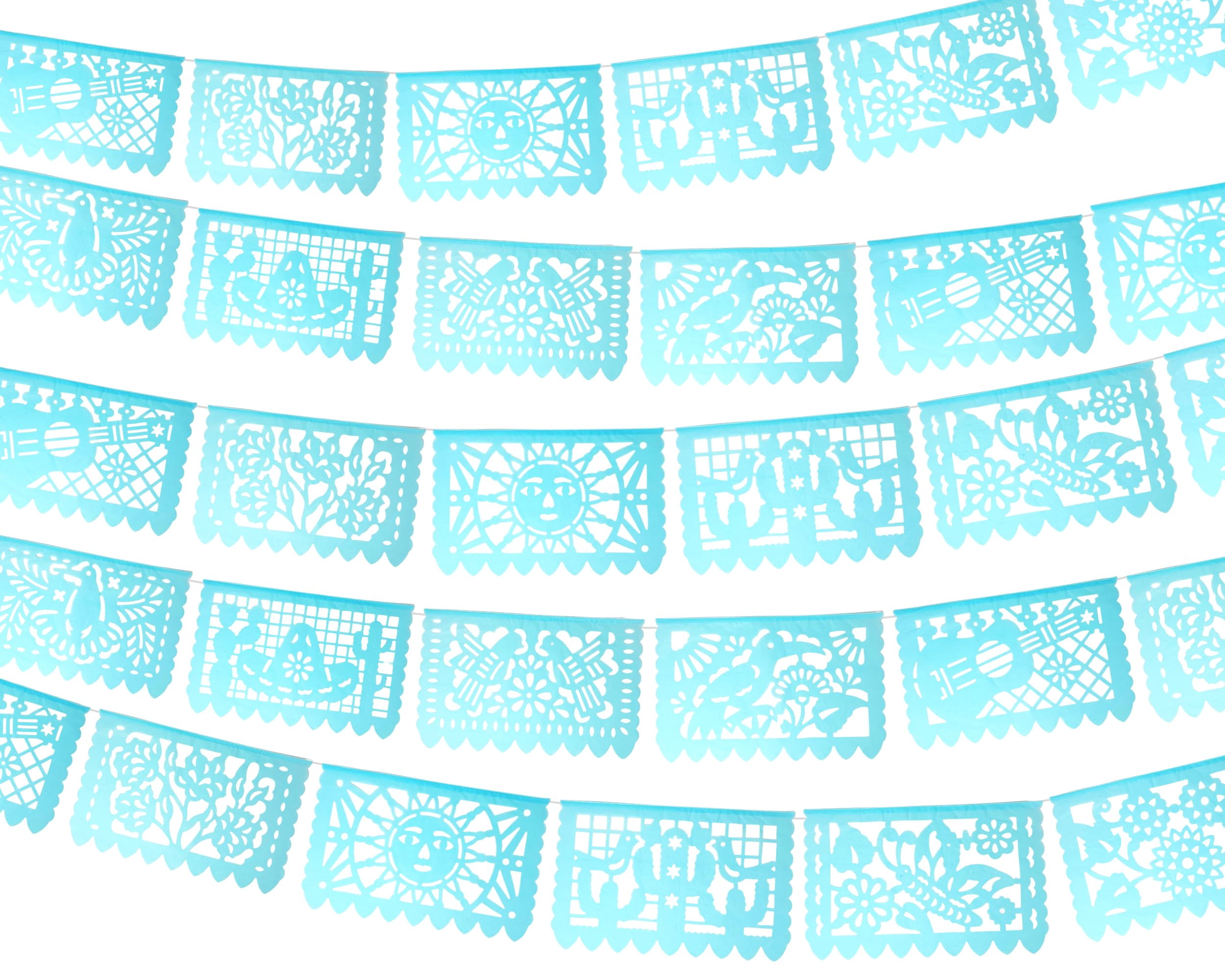Blue Papel Picado Banners MMF7 5 Pk Over 60 feet Included Aqua Blue ...