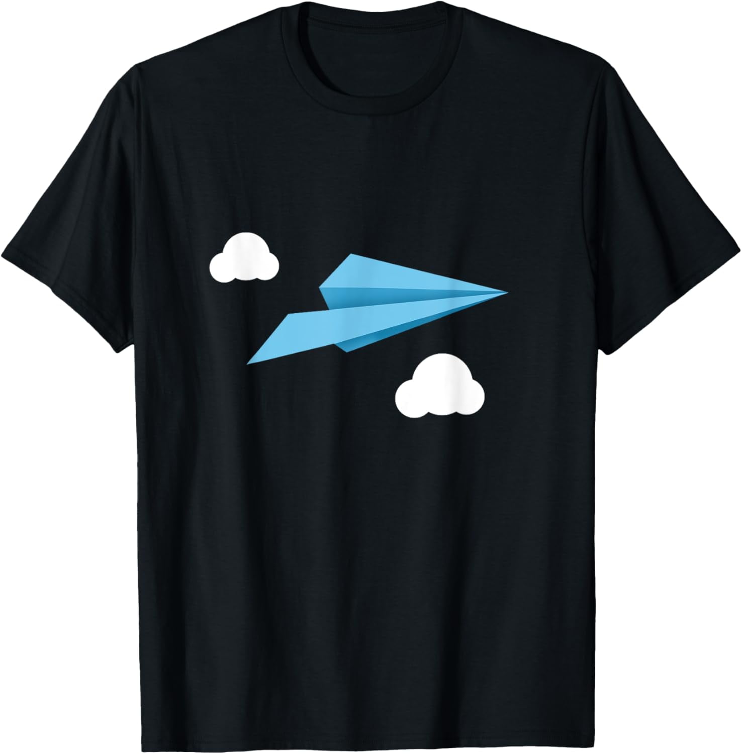 Blue Paper Aeroplane Paper Plane with White Clouds T-Shirt - Walmart.com