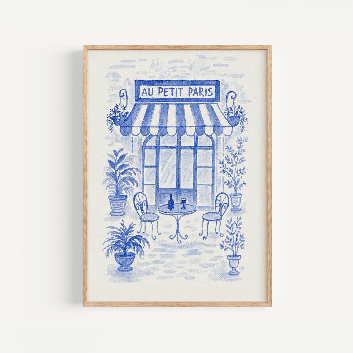 Blue Paris Cafe European Street Wall Art Poster Unframed Paper Print ...