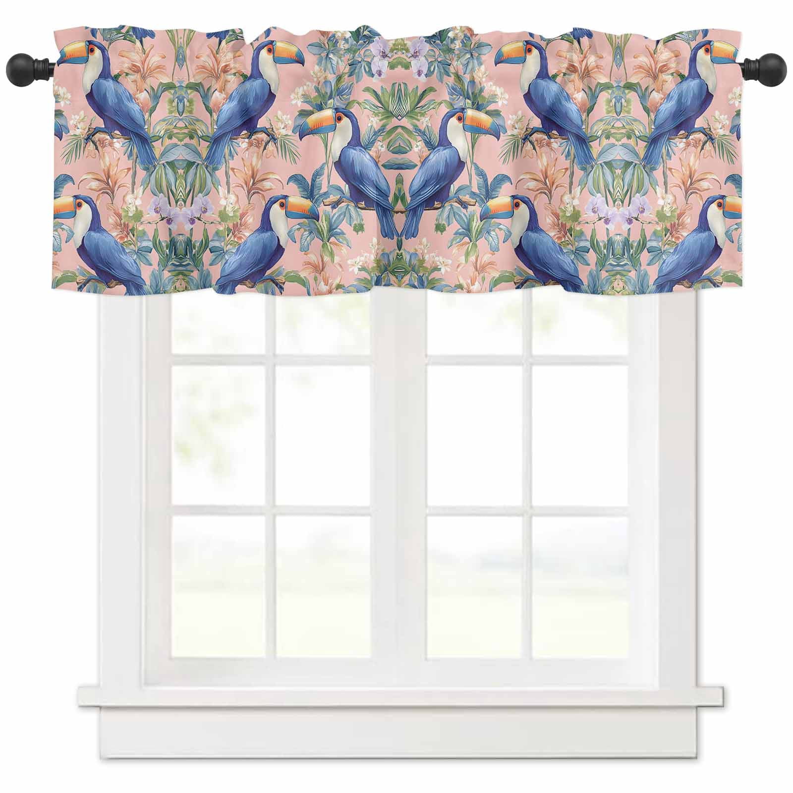 Blue Parrot Valances for Windows Farmhouse Kitchen Curtains Valances ...
