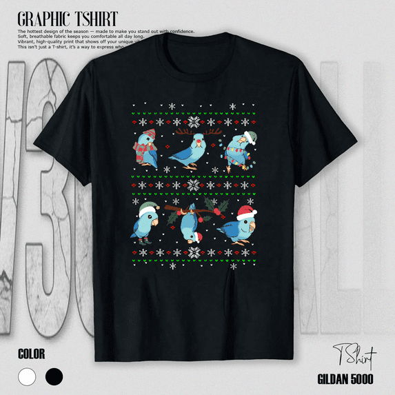Blue Parrotlet Funny Christmas Sweater Holiday Bird Graphic Unisex T ...