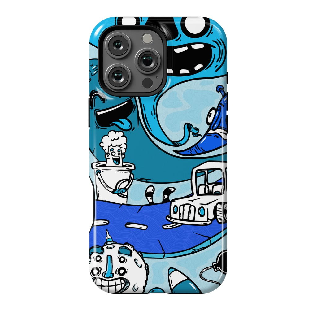 Blue Party Cartoon Graffiti Design For iPhone 11 to 17 Pro Max ...