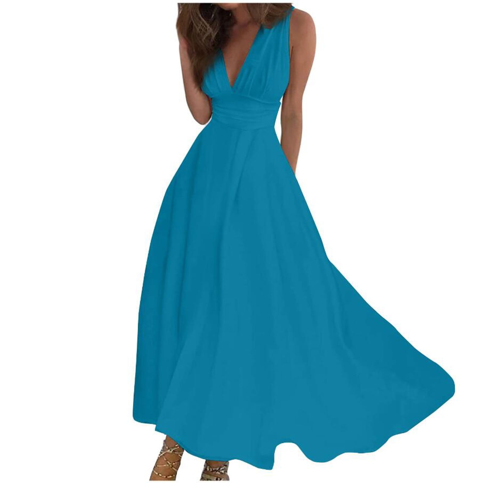 Blue Party Dresses Sundresses For Women 2024 Spring Summer Elegant Wrap ...