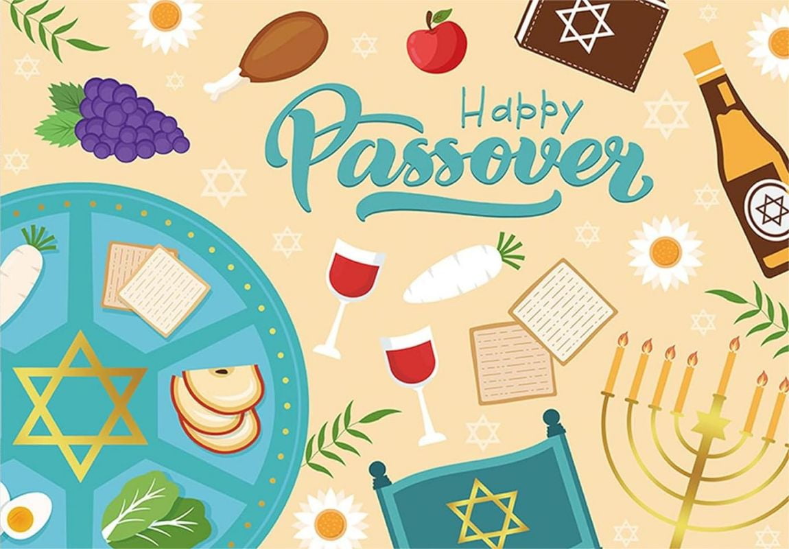Blue Passover Backdrop Photography Happy Passover Banner Judaism ...