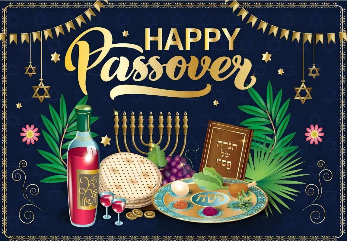 Blue Passover Backdrop Photography Happy Passover Banner Judaism ...