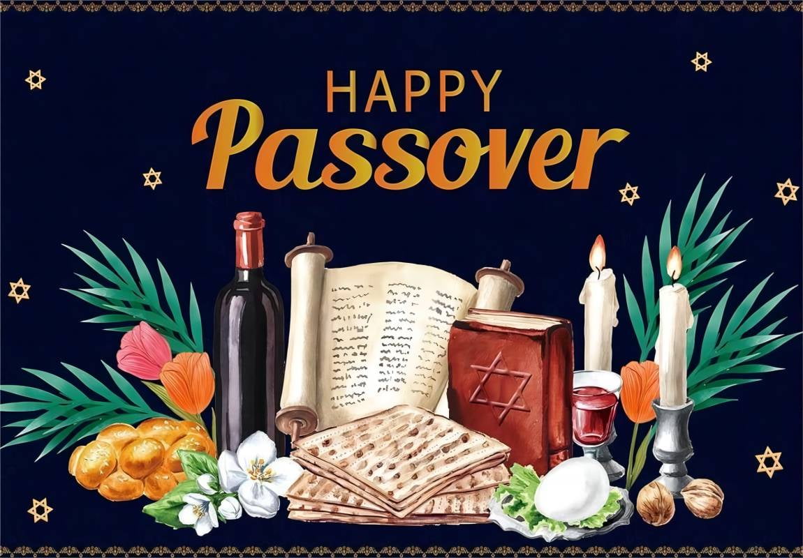 Blue Passover Backdrop Photography Happy Passover Banner Judaism ...