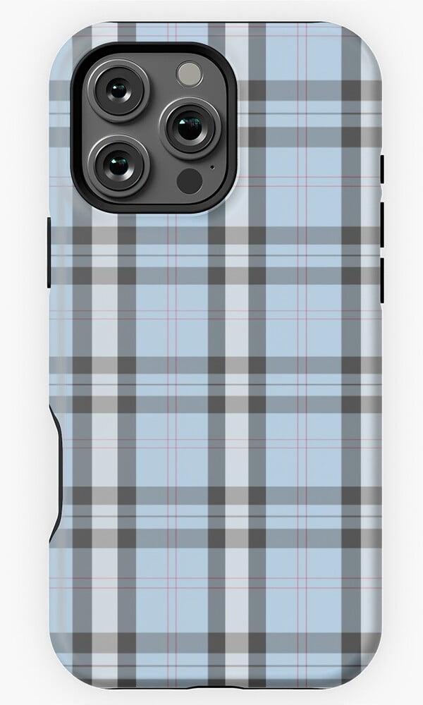 Blue Pastel Plaid Check Pattern Phone Case for iPhone 16 15 14 13 12 11 ...