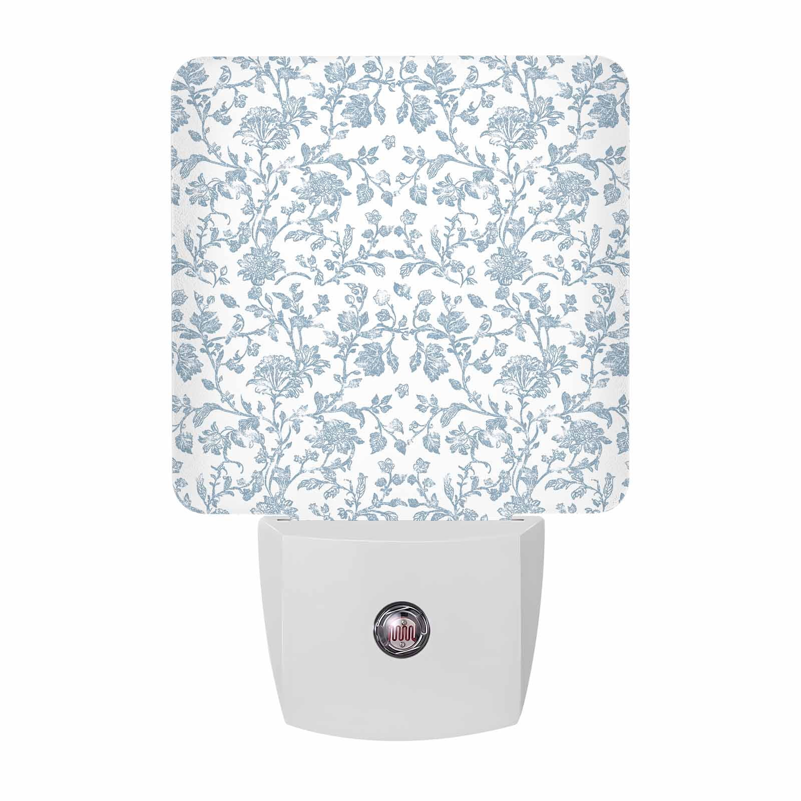 Blue Pastoral Flower Plug-in LED Night Lights Farmhouse Floral Auto ...