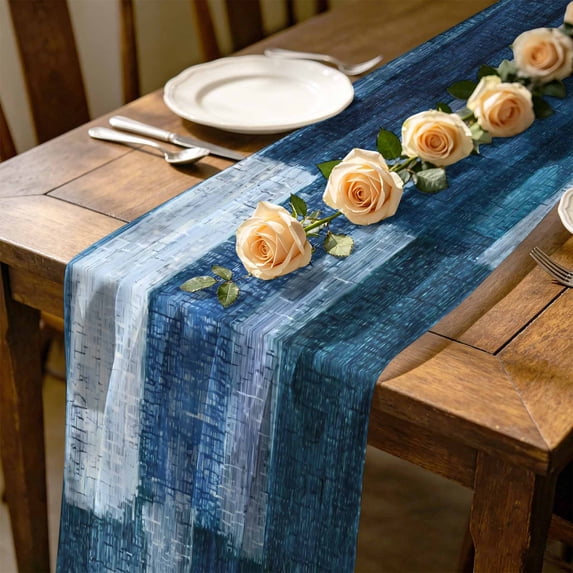 Blue Patchwork 4.5 ft Cheesecloth Table Runner for Wedding 19"x55 ...