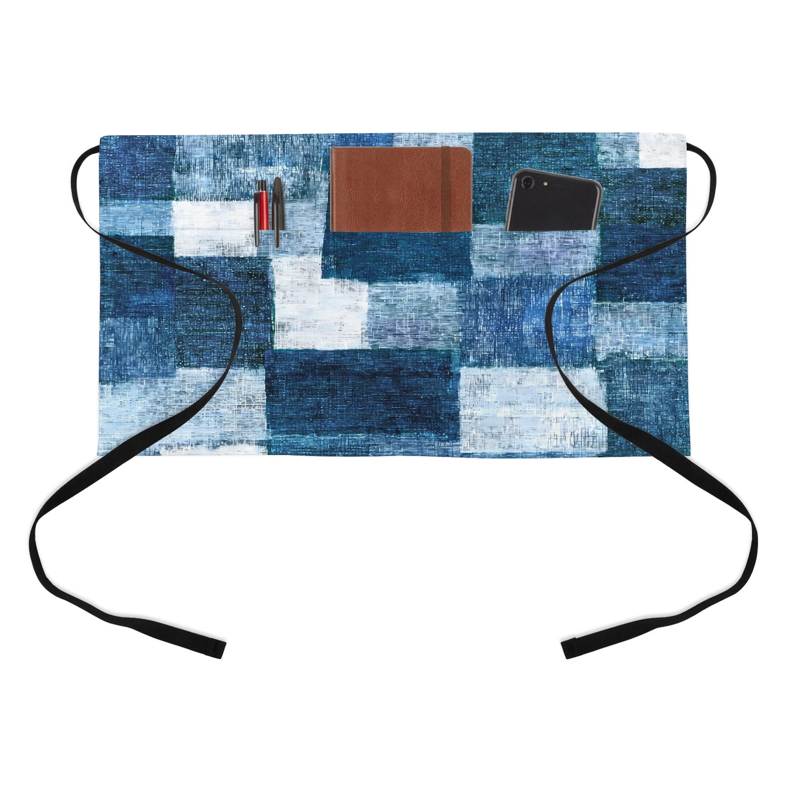 Blue Patchwork Half Waist Apron Modern Abstract Dark Blue Patchwork ...