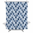 Blue Patchwork Shower Curtain for Bathroom, Blue Flower Wave Point ...