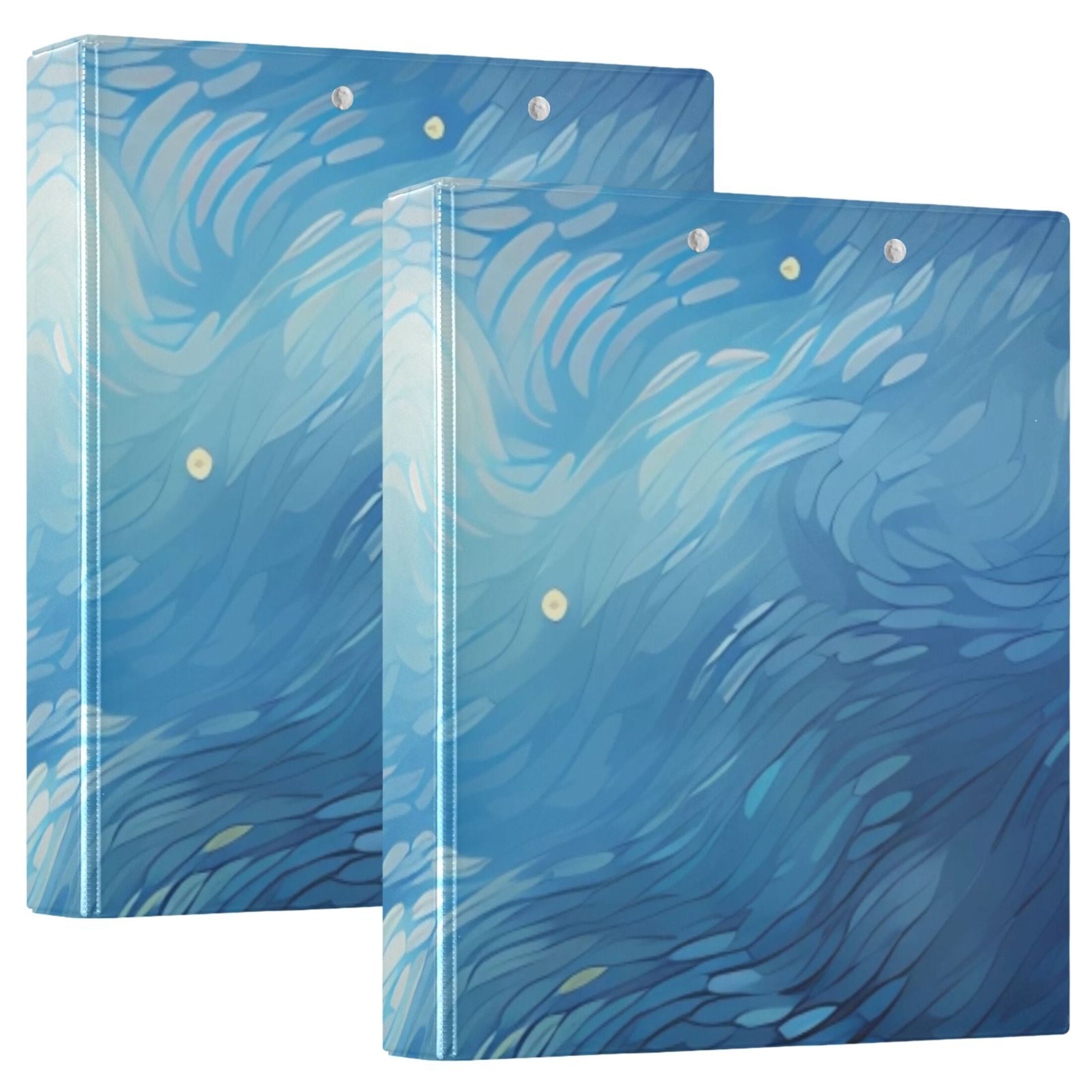 Blue Pattern Hardcover 3 Ring Binder 1.5 inch Round Rings with Interior ...