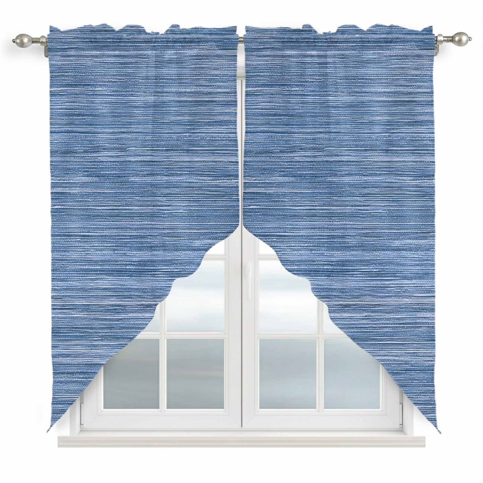 Blue Pattern Swag Curtains for Kitchen/Bedroom/Living Room, Vintage ...